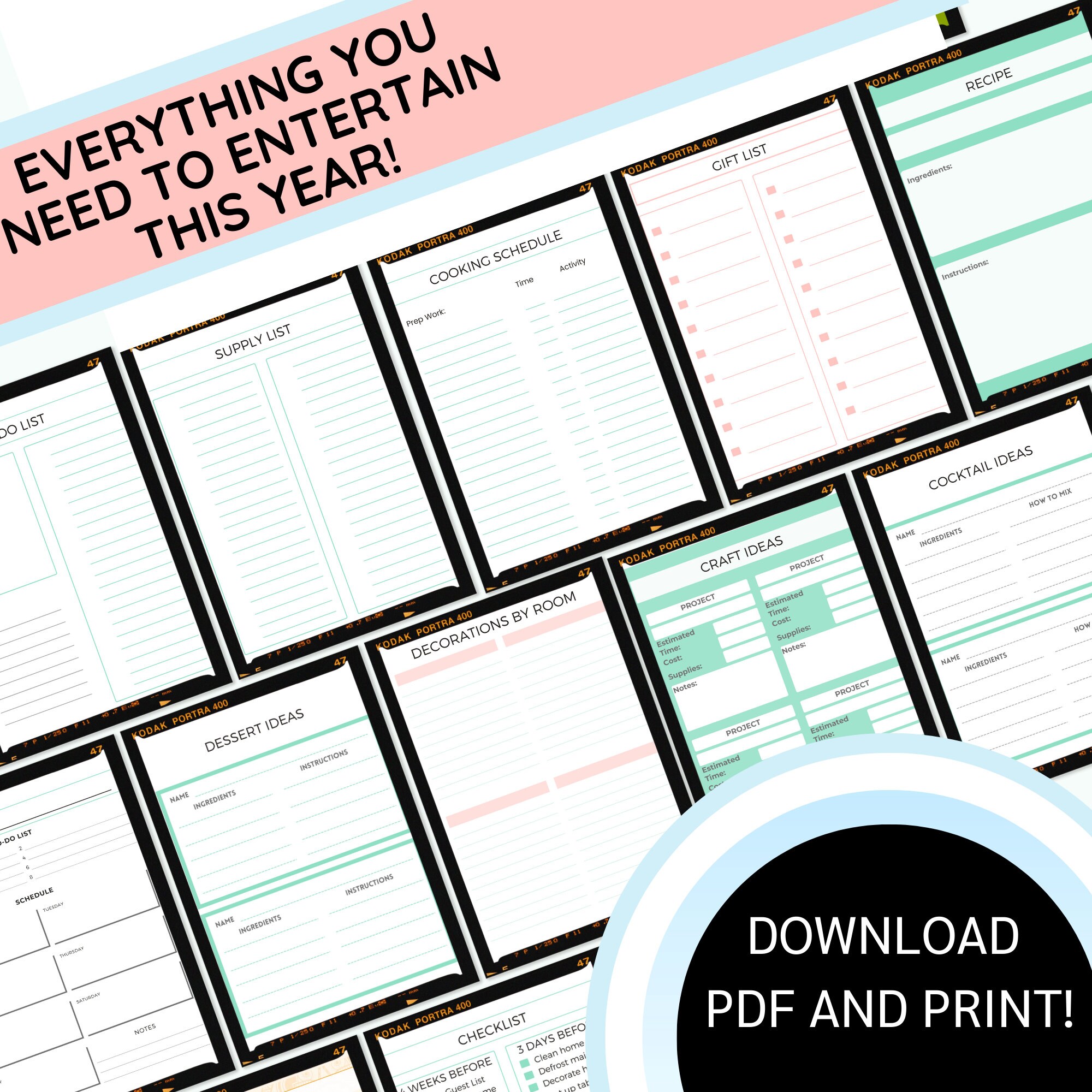Pastel Christmas Dinner Printable Planner Christmas - Etsy
