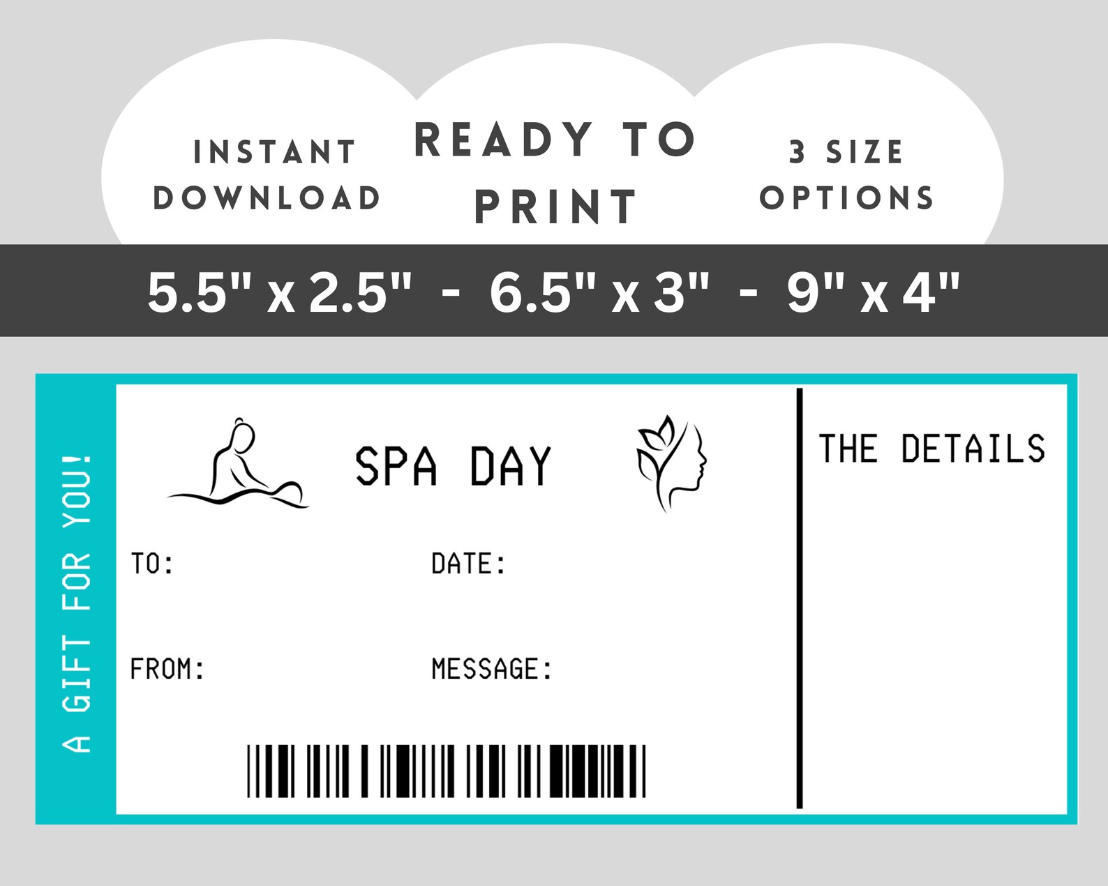 Spa Day Gift Ticket: Printable Massage & Facial Voucher (PDF) - Etsy