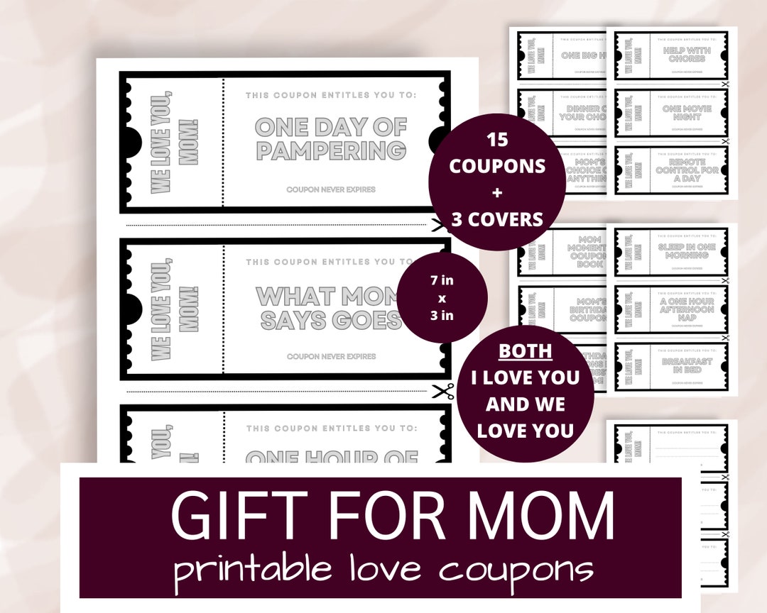 Mom Coupon Book Printable | Mother Appreciation | Printable Vouchers ...
