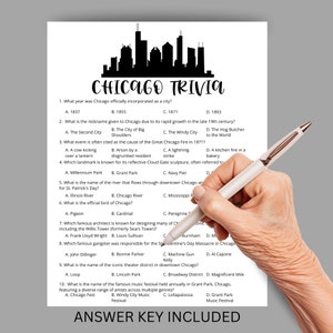Chicago Quiz Printable | Chicago Illinois Trivia Game | USA Cities Fun ...