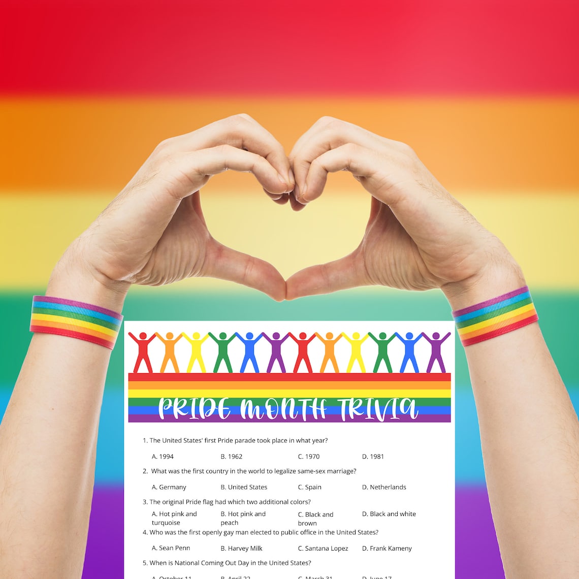 Pride Month Quiz Printable | Gay Pride Trivia Game | LGBTQIA+ Classroom ...