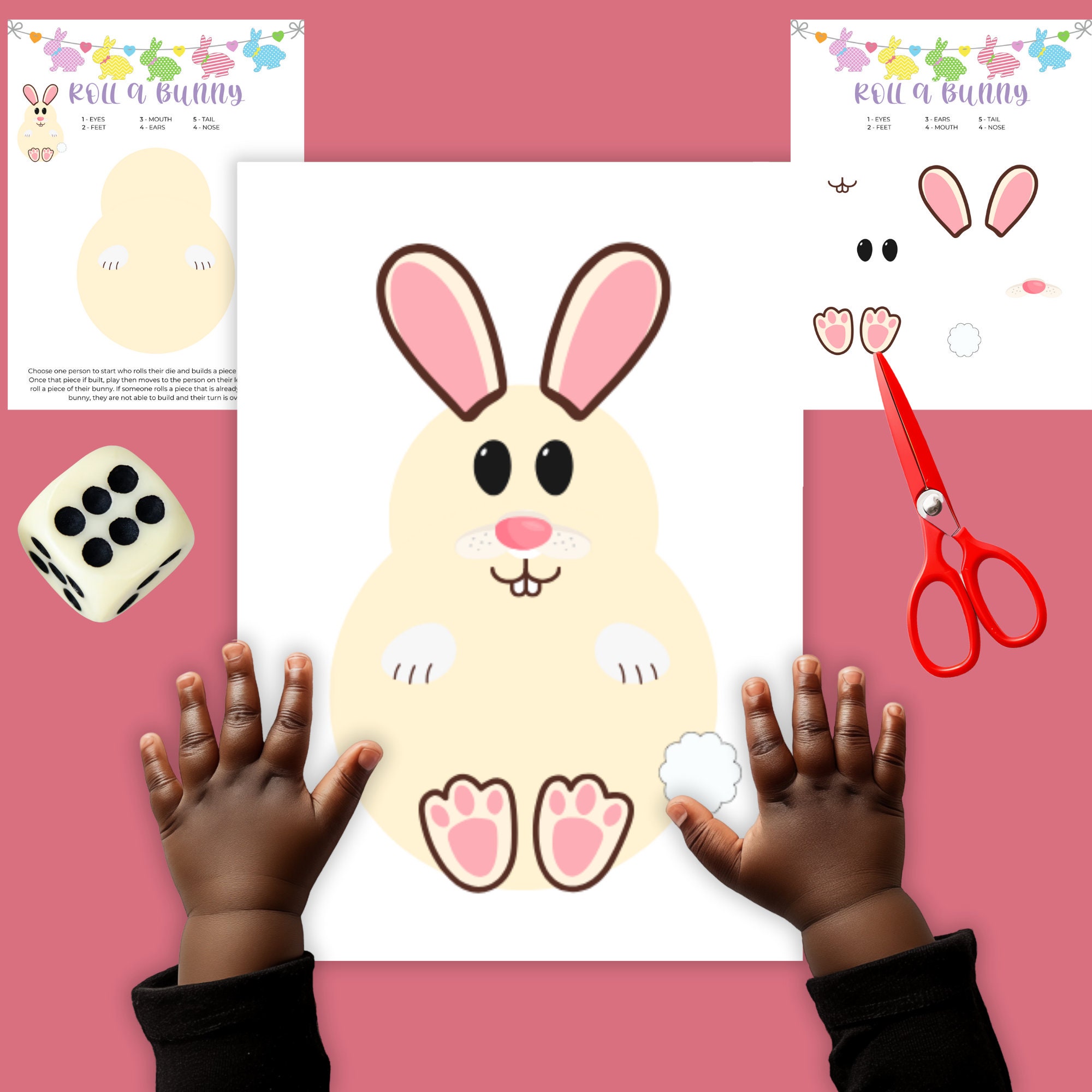 Roll a Bunny Easter Dice Game for Kids | Spring Family Party Games ...