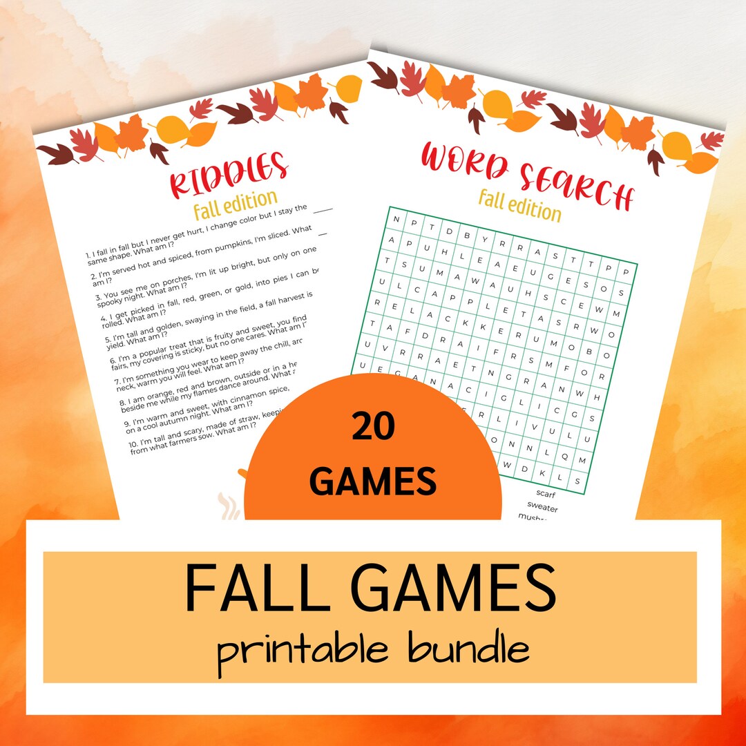 Fall Games Printable | Thanksgiving Activities for Kids | Autumn ...