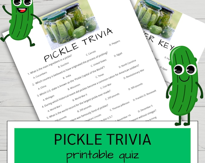 Pickle Trivia Game Printable, Instant Download, Party Games, Questions ...