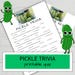 Pickle Trivia Printable Game | National Pickle Day Quiz | Pickle Theme ...