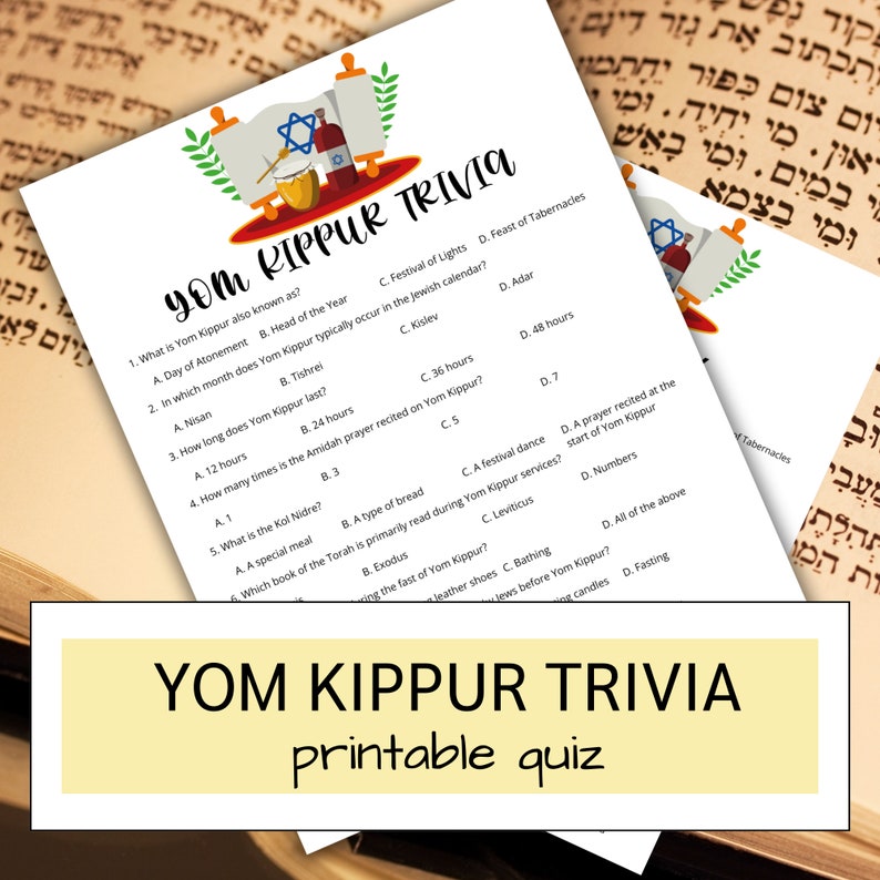 Yom Kippur Trivia Quiz: Jewish Holiday Family Activity (printable PDF ...