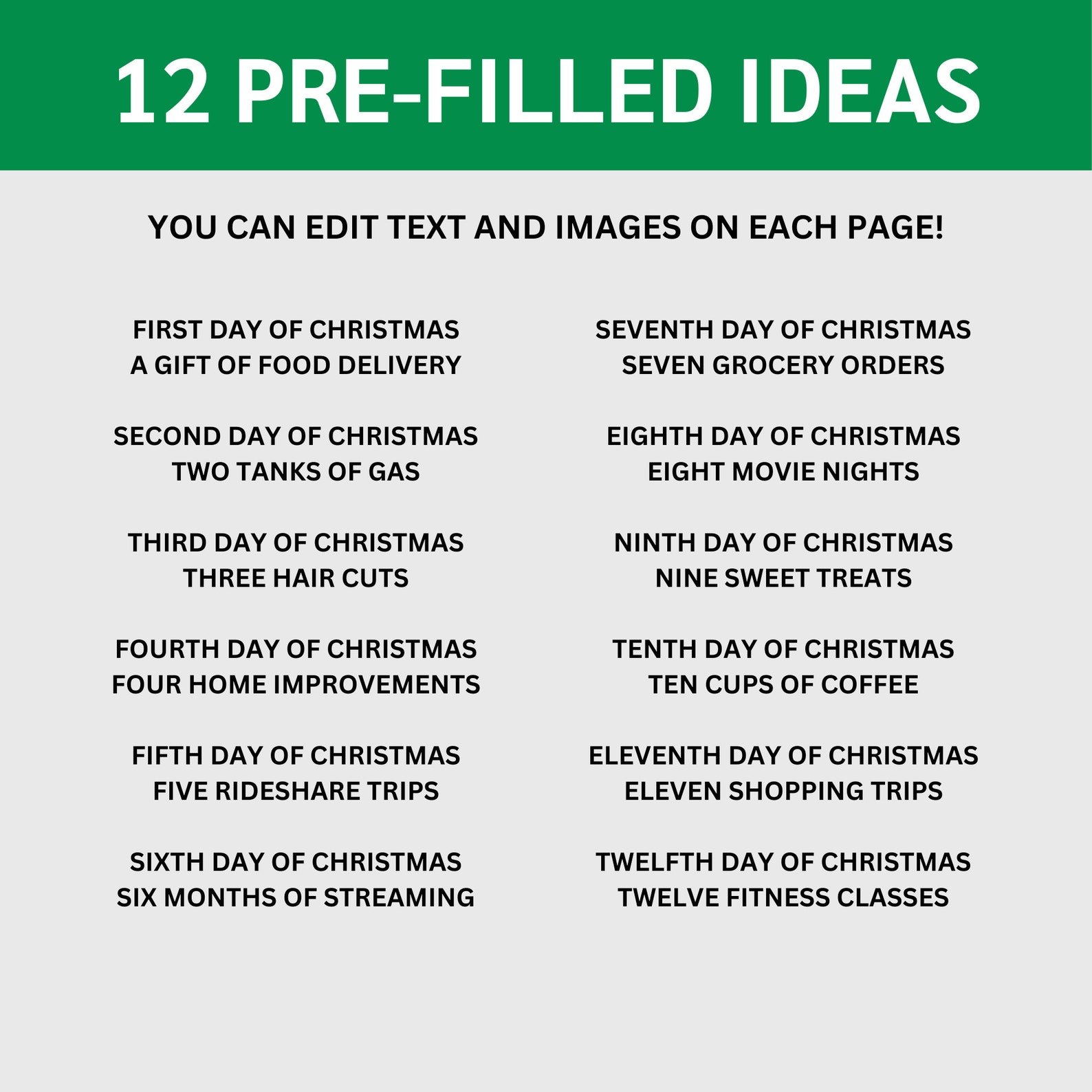 12 Days of Christmas Gift Card Book | Editable Canva Gift Card Holder ...