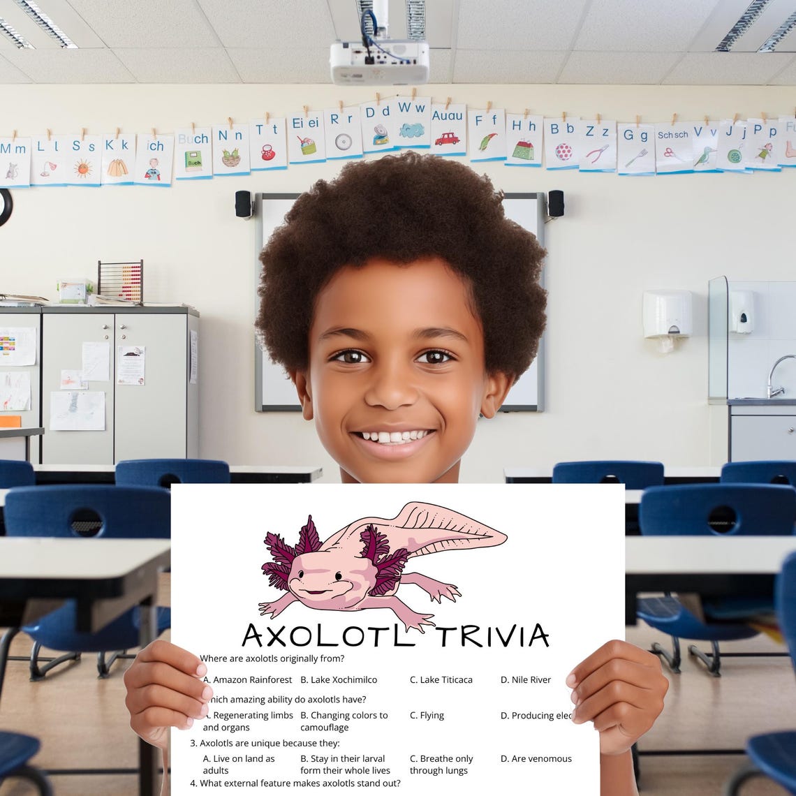 Axolotl Trivia Game: Printable Quiz, Classroom Activity (PDF Download ...