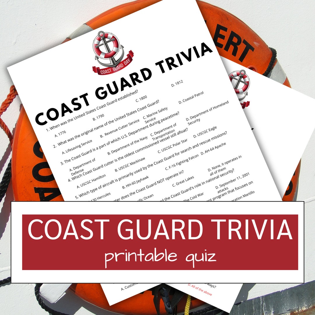 Coast Guard Quiz Printable | Coast Guard Trivia Game | Military Trivia ...