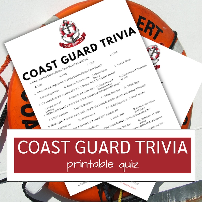 Coast Guard Quiz Printable | Coast Guard Trivia Game | Military Trivia ...