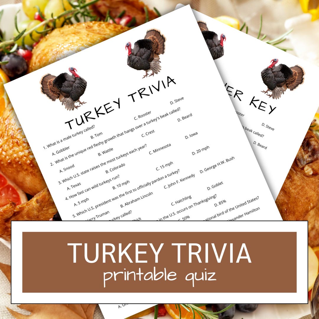 Turkey Quiz | Printable Thanksgiving Trivia Game | Fall Dinner Party ...