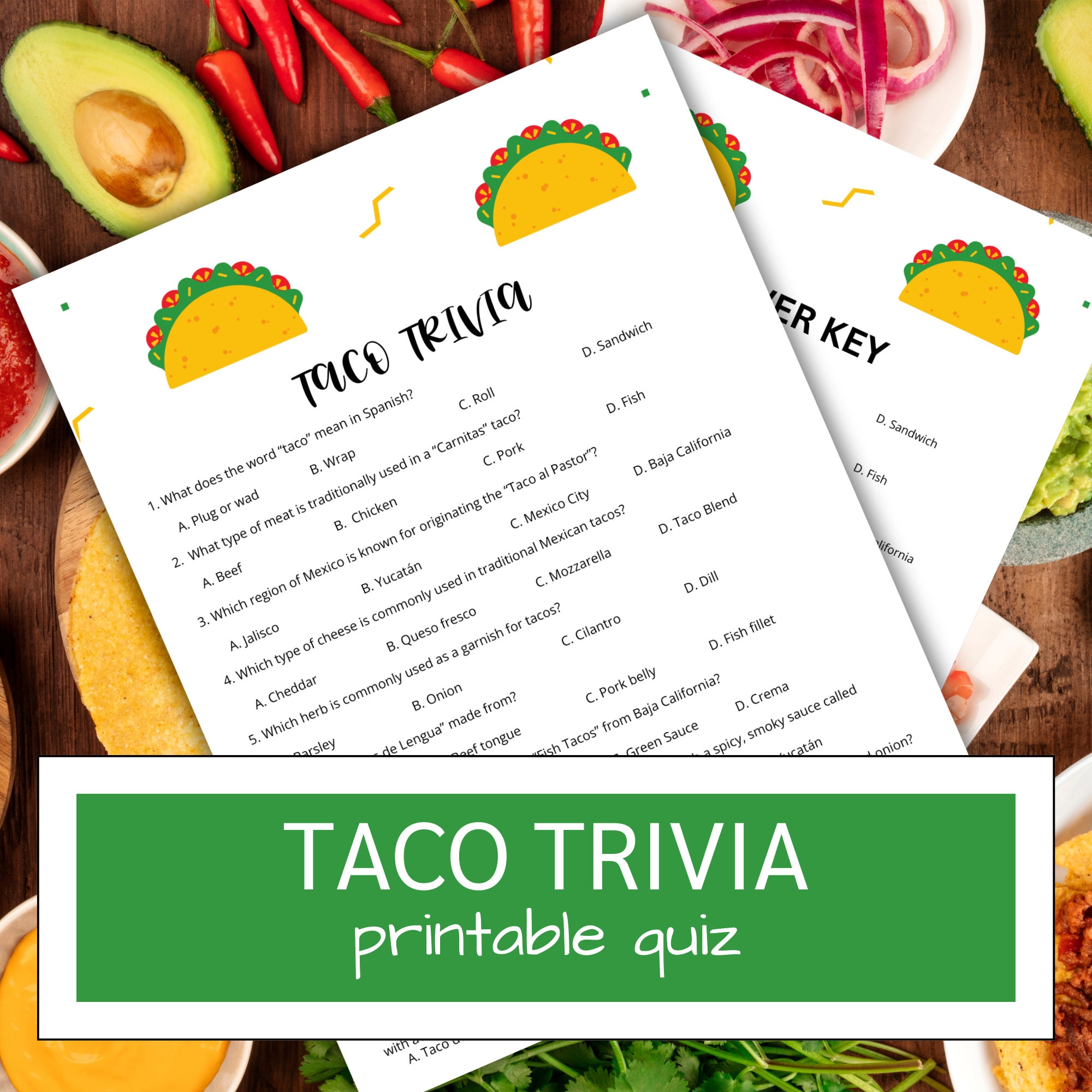 Taco Trivia Quiz: Fun Taco Tuesday Party Game (printable PDF) - Etsy