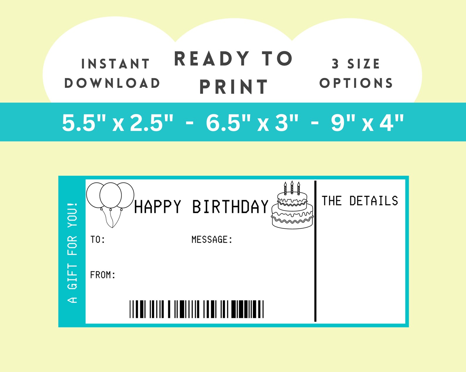 Printable Happy Birthday Coupon | Digital Custom Birthday Gift Voucher ...