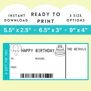 Printable Happy Birthday Coupon | Digital Custom Birthday Gift Voucher ...