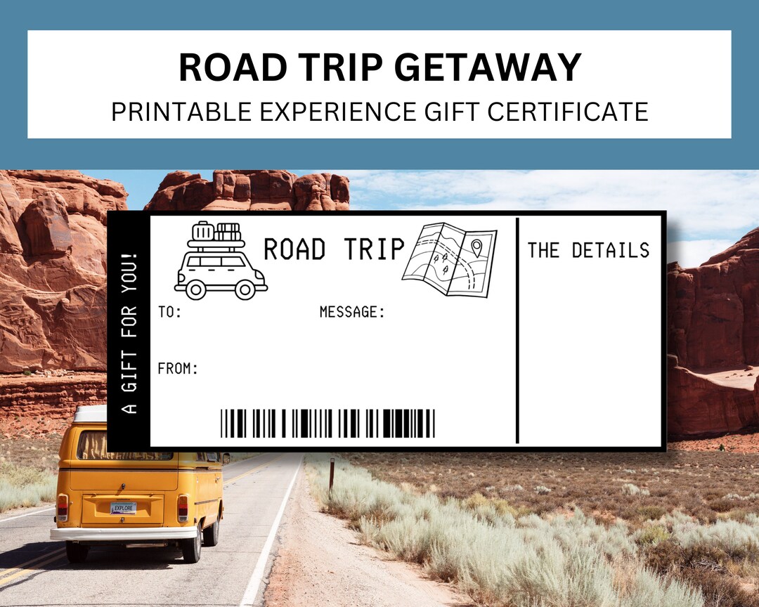 Road Trip Gift Voucher | RV Travel Surprise | Driving Holiday ...