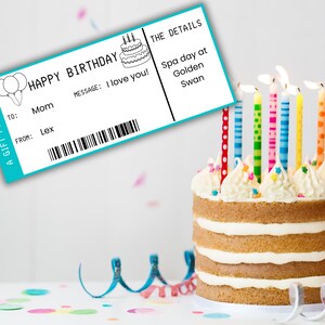 Printable Happy Birthday Coupon | Digital Custom Birthday Gift Voucher ...