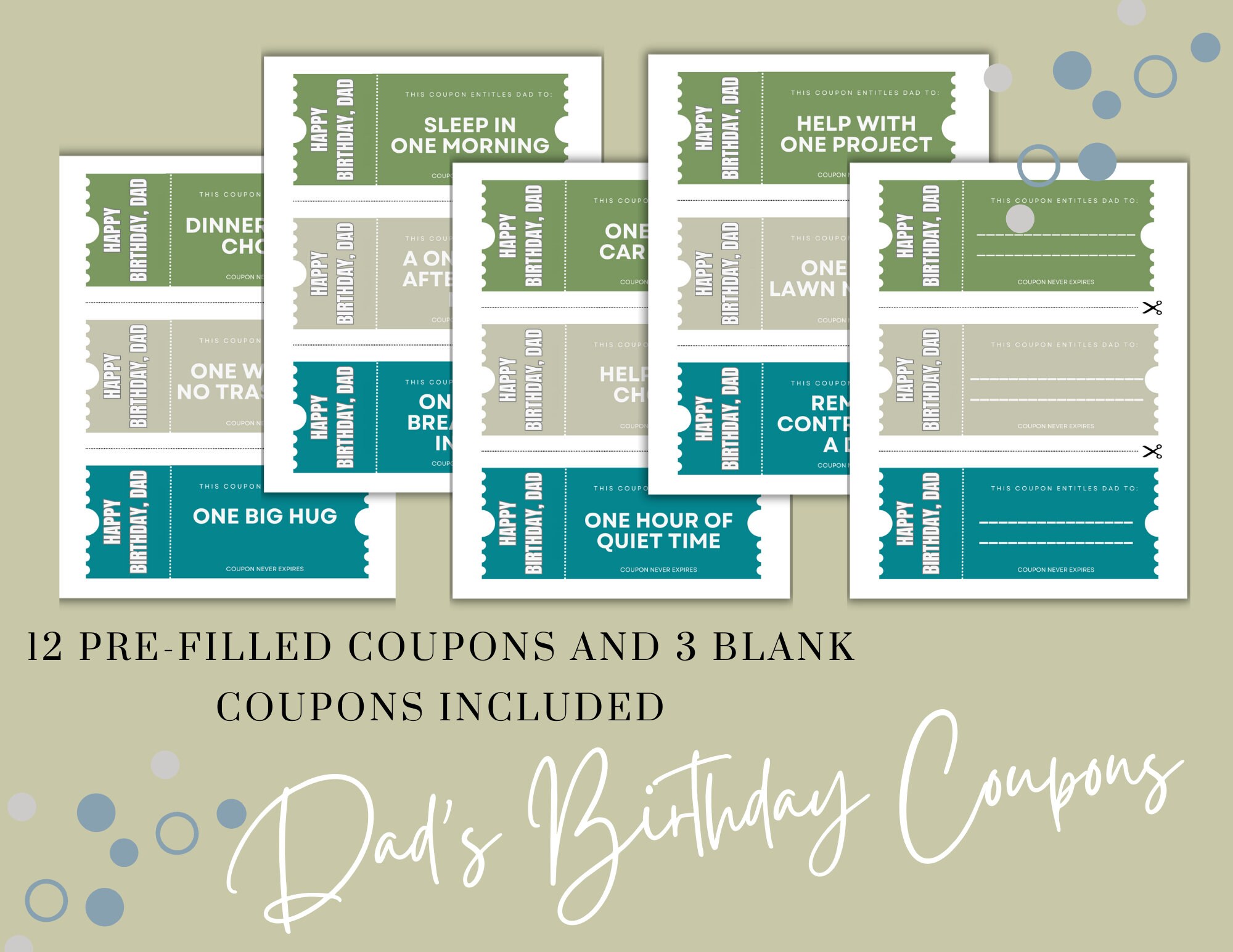 Dads Birthday Printable Coupons Coupons for Father Dad Gift Ideas Dad ...