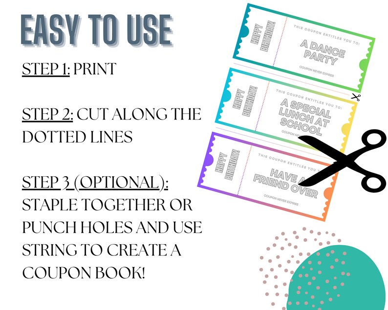 Birthday Coupon Book for Kids Vol 2 | Printable Child Bday Present ...