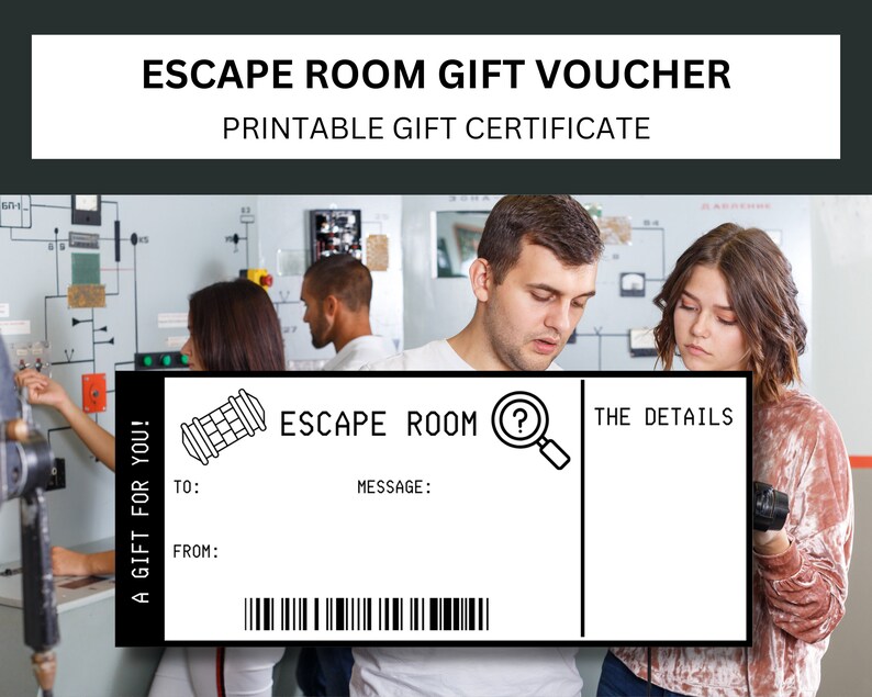 Escape Room Printable Gift Voucher | Escape Room Experience Coupon ...