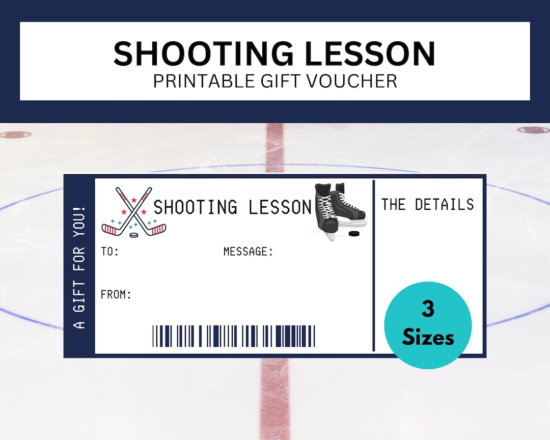 Hockey Shooting Lesson Gift Certificate | Printable Hockey Gift Voucher ...