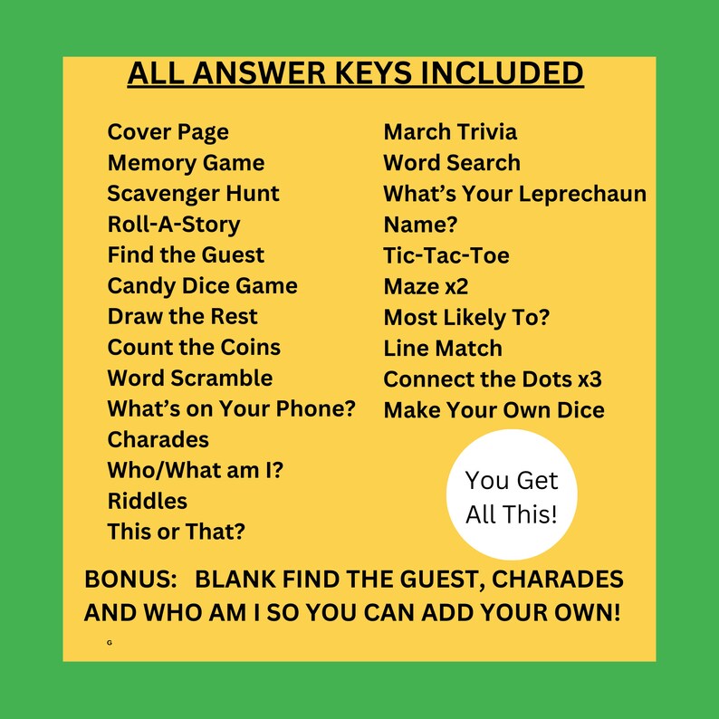 St Patricks Day Game Bundle 24 Saint Patty Family Party Games Kids ...