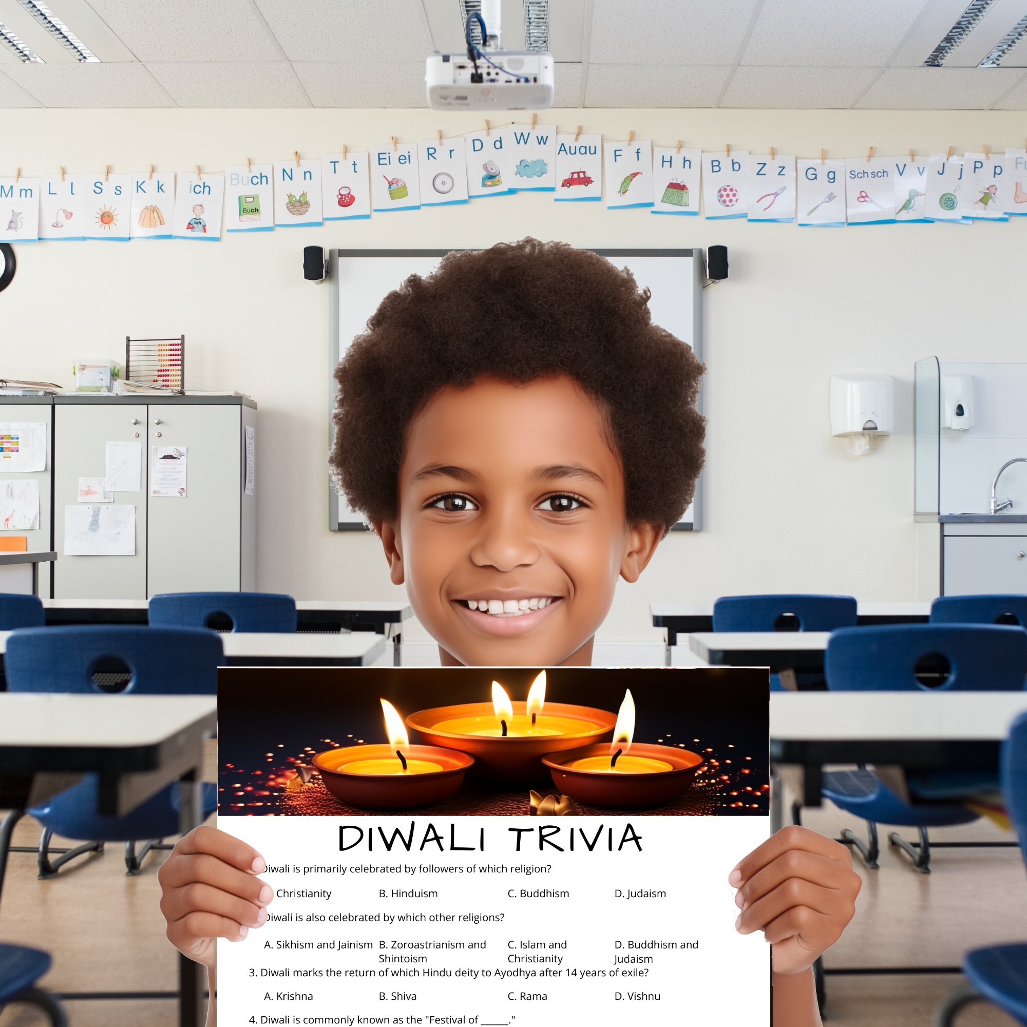 Diwali Quiz Printable | Diwali Trivia Game | Hindu Festival of Lights ...