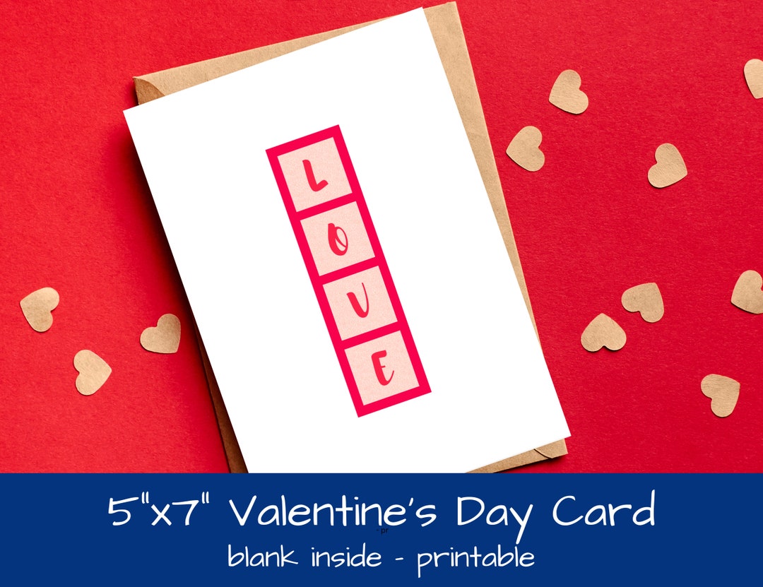 LOVE Blocks Alphabet Squares Minimalist Valentine Day Printable Card ...