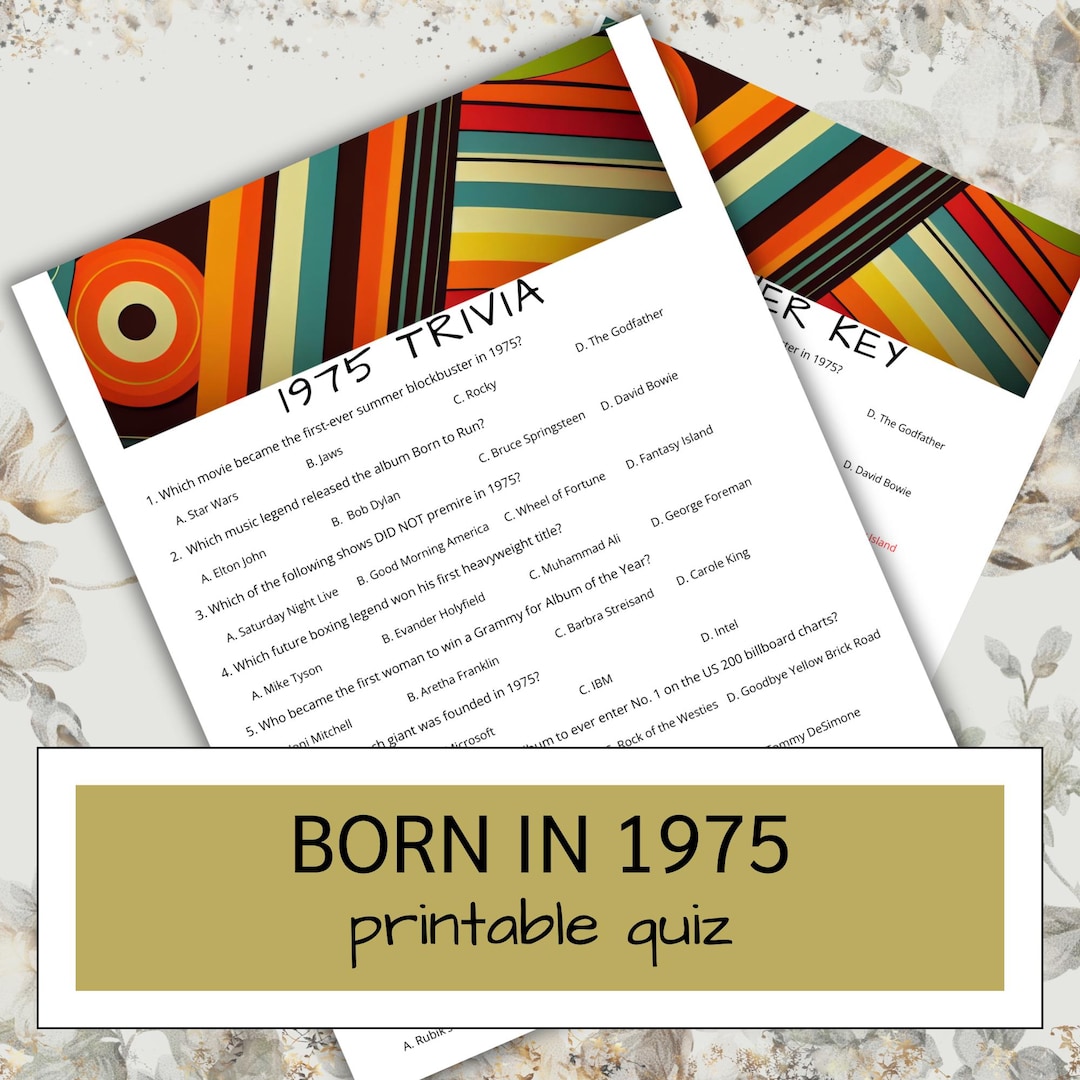 Born in 1975 Quiz | 50th Birthday Trivia Game | 50th Class Reunion ...
