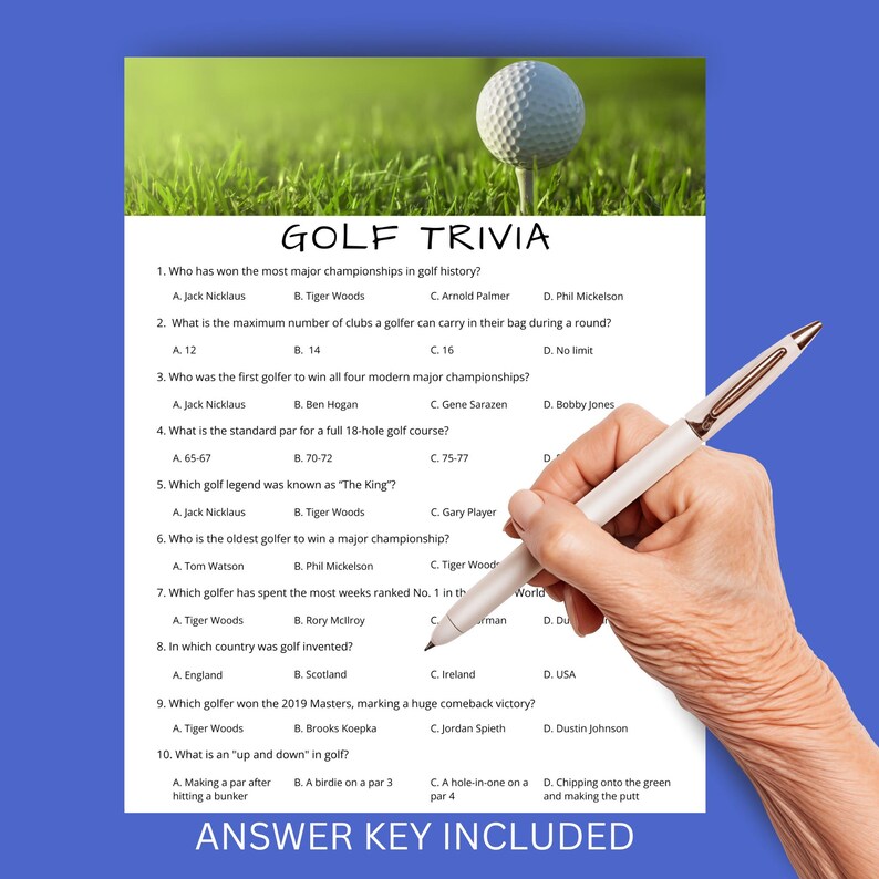Golf Trivia Game: Printable Golf Theme Quiz (PDF Download) - Etsy