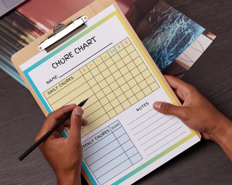 Colorful Kids Chore Chart Printable Template Children's Cleaning ...