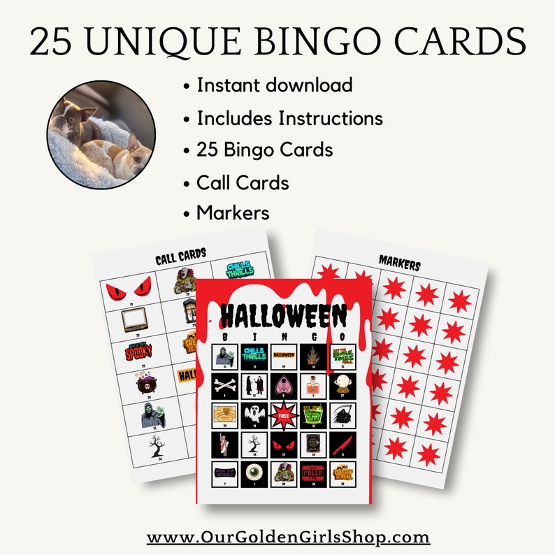 Halloween Bingo Game Printable Halloween Themed Bingo Cards Spooky ...