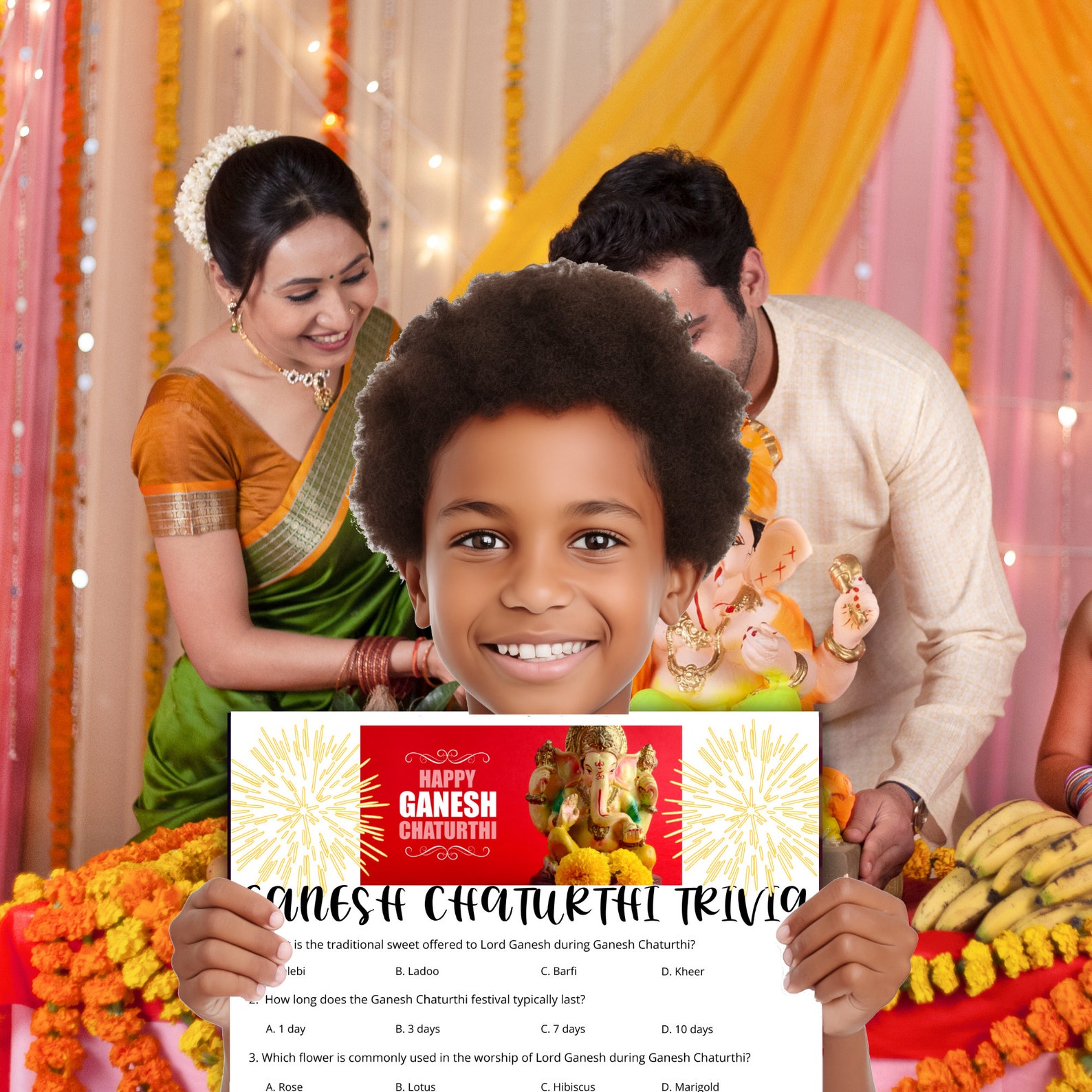 Ganesh Chaturthi Quiz Printable | Ganesha Trivia Game | Indian Festival ...