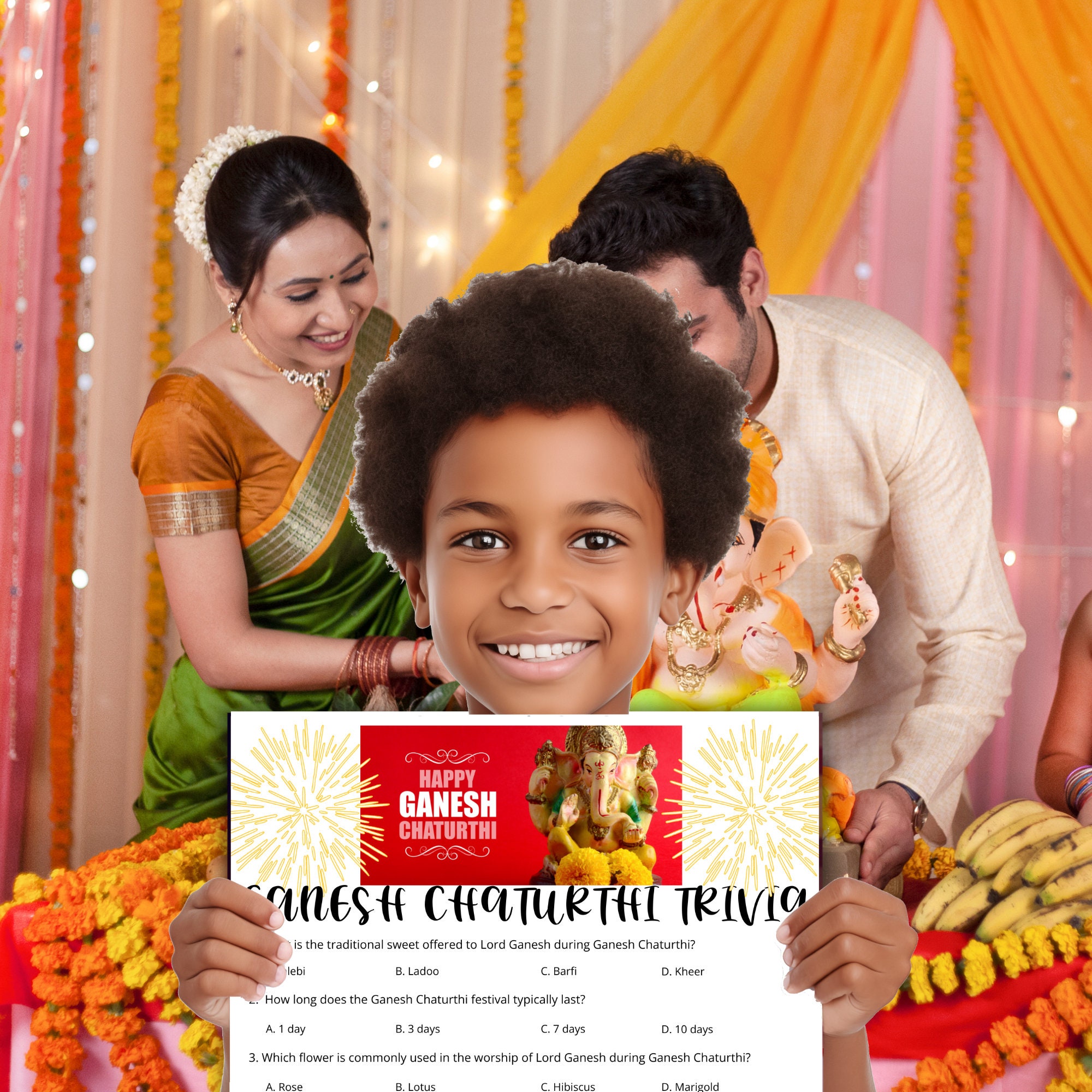 Ganesh Chaturthi Quiz Printable | Ganesha Trivia Game | Indian Festival ...