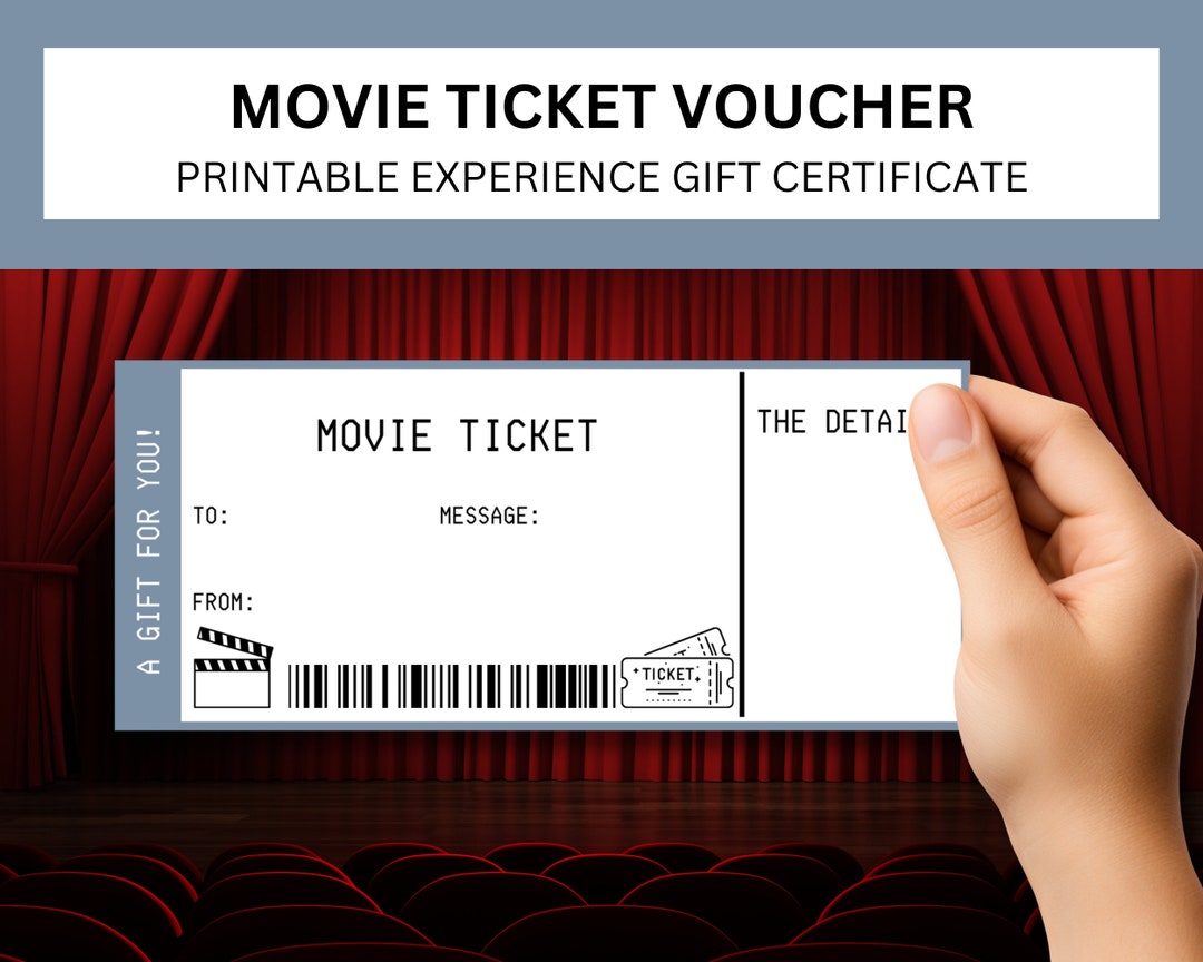 Movie Ticket Gift Voucher: Cinema Date Night Template (PDF) - Etsy