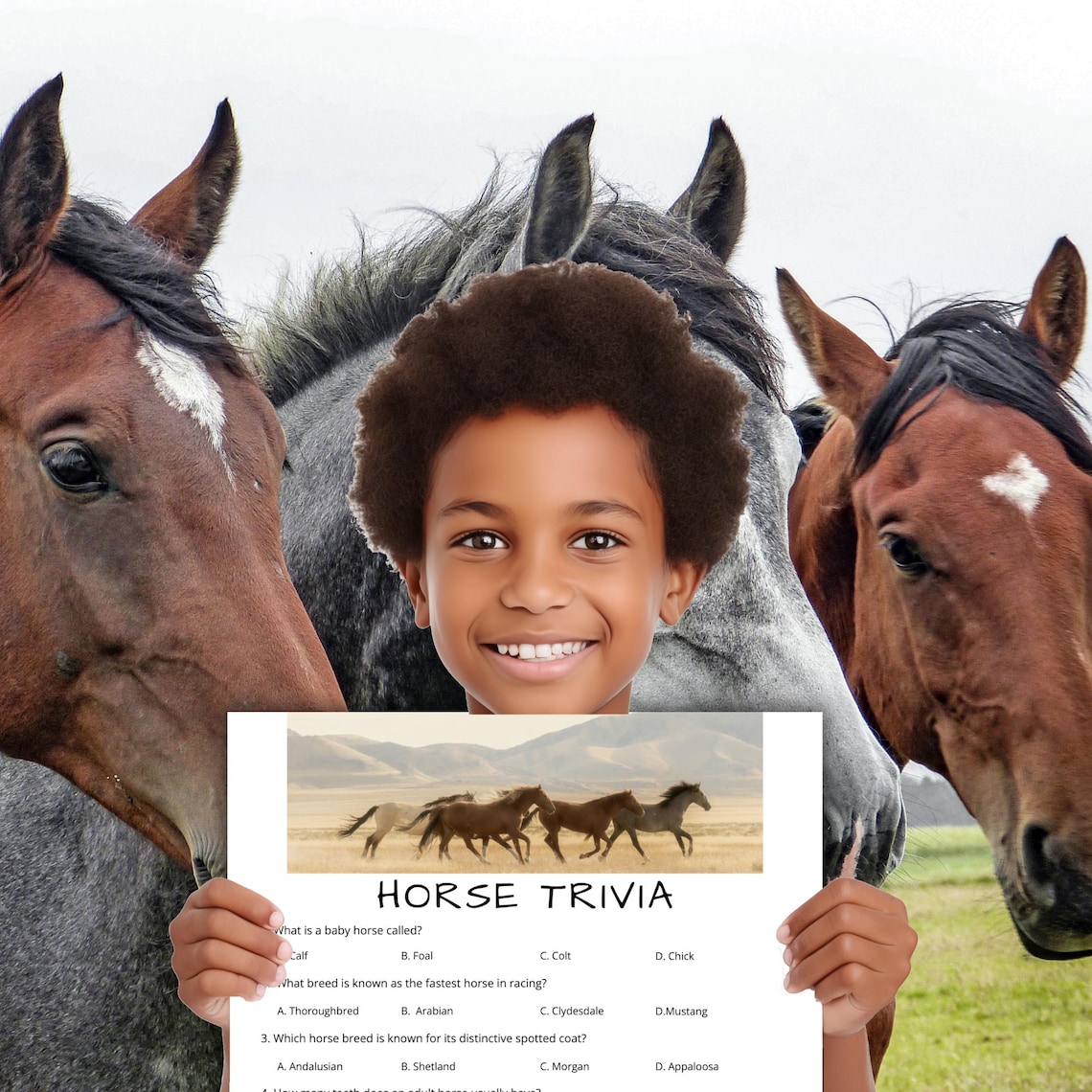Horse Trivia Printable | Equine Quiz | Horse Lover Game | Animal ...