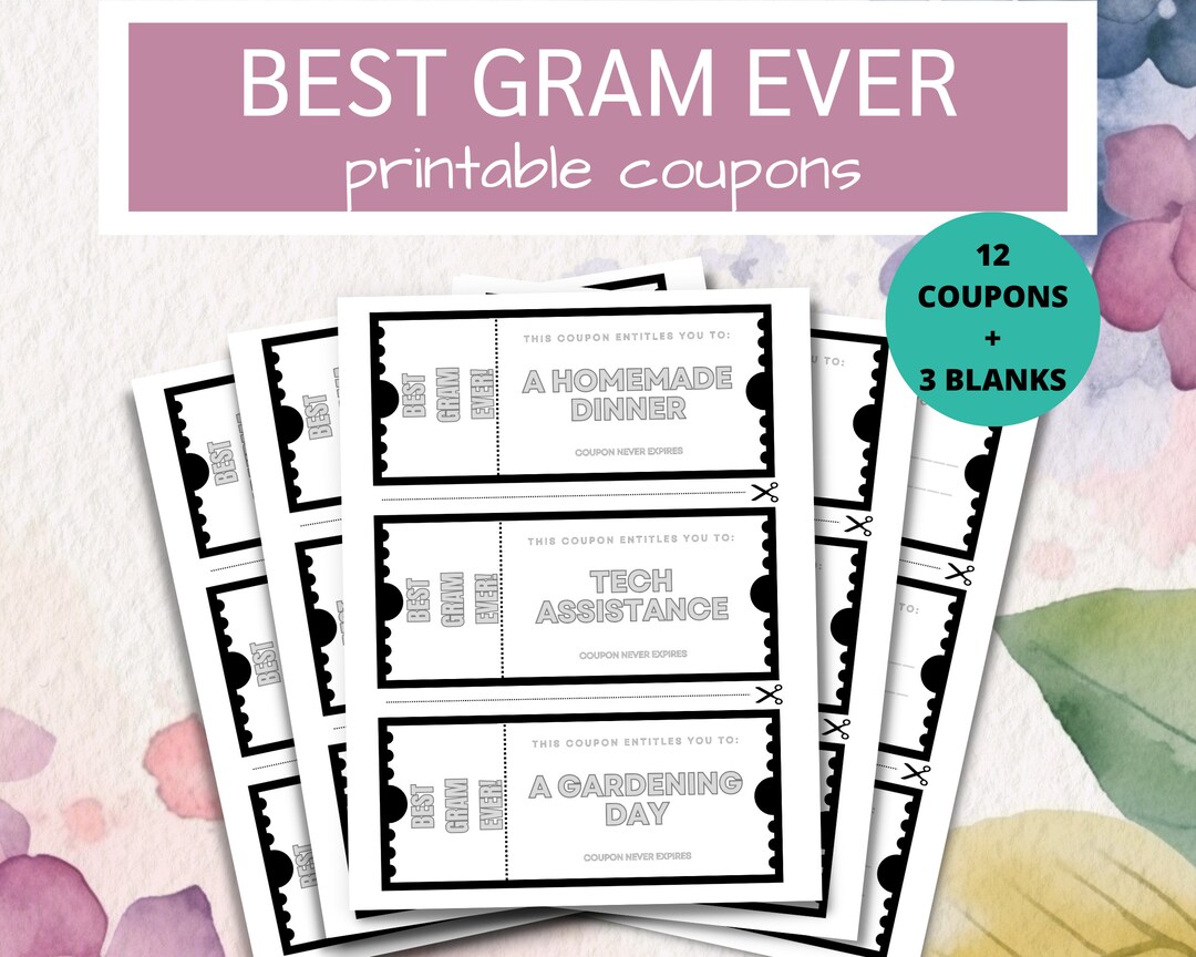 Gram Coupon Book: 12 Pre-filled Coupons + 3 Blank (printable) - Etsy