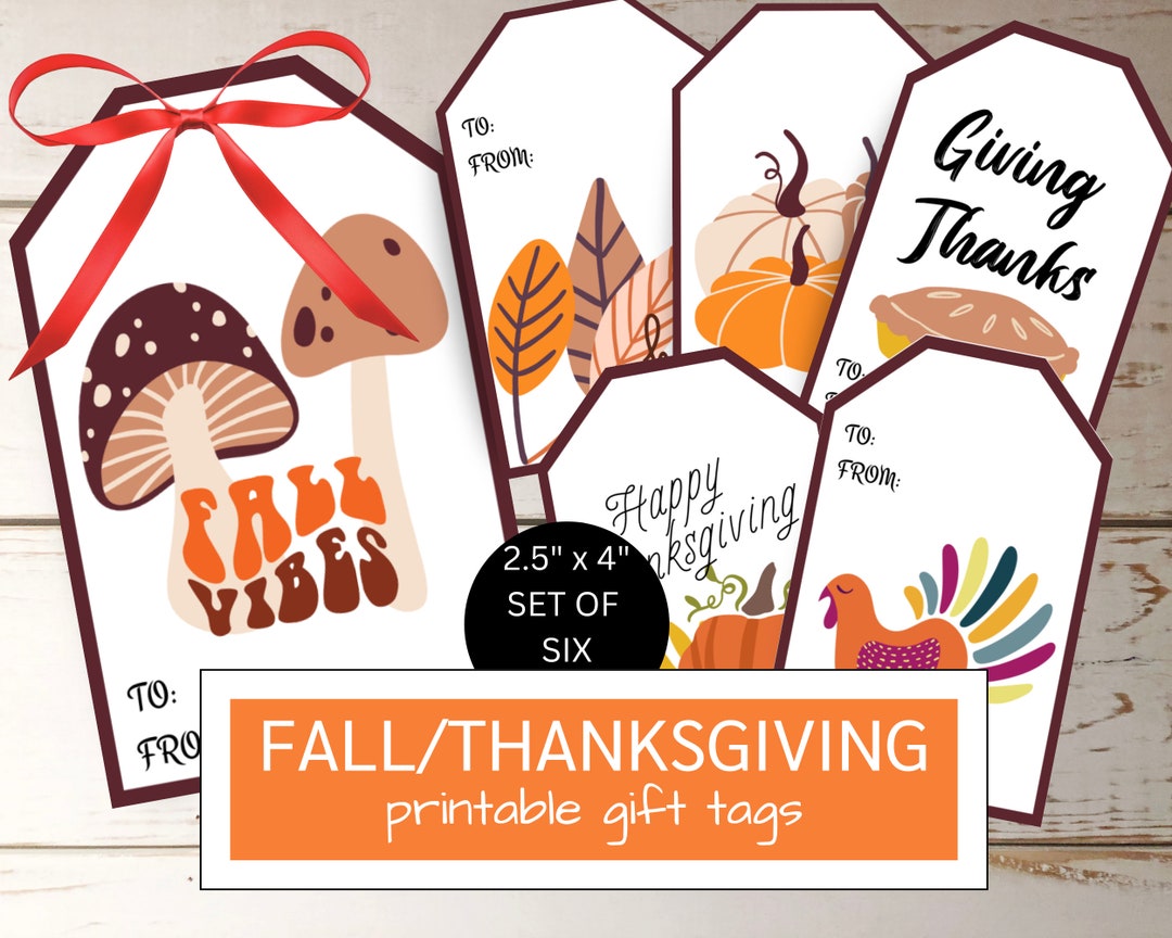 Thanksgiving Gift Tags Printable | Fall Gift Bag Tag | Autumn Goodie ...