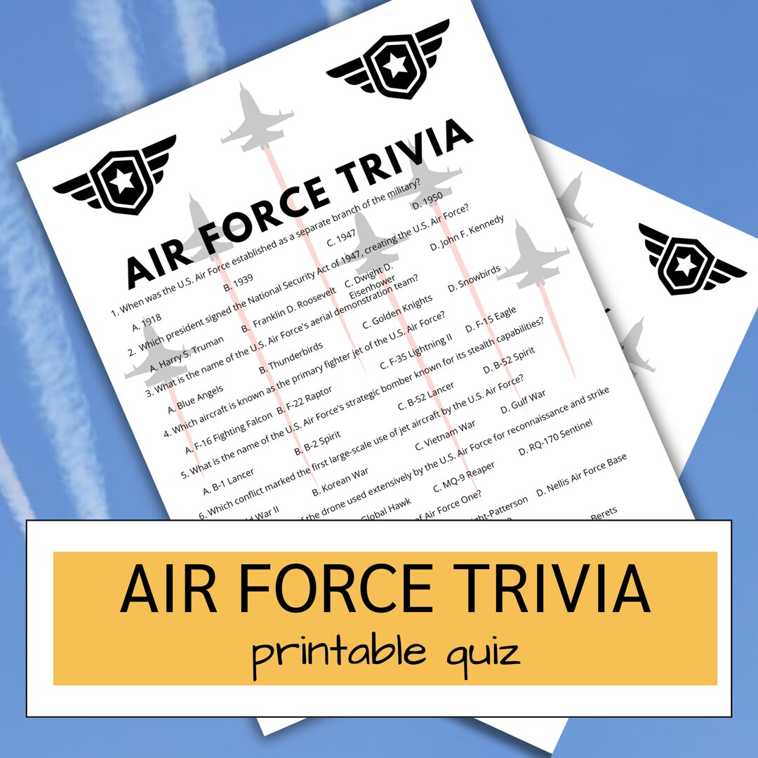 Air Force Trivia Quiz: Printable Going Away Party Game (PDF) - Etsy
