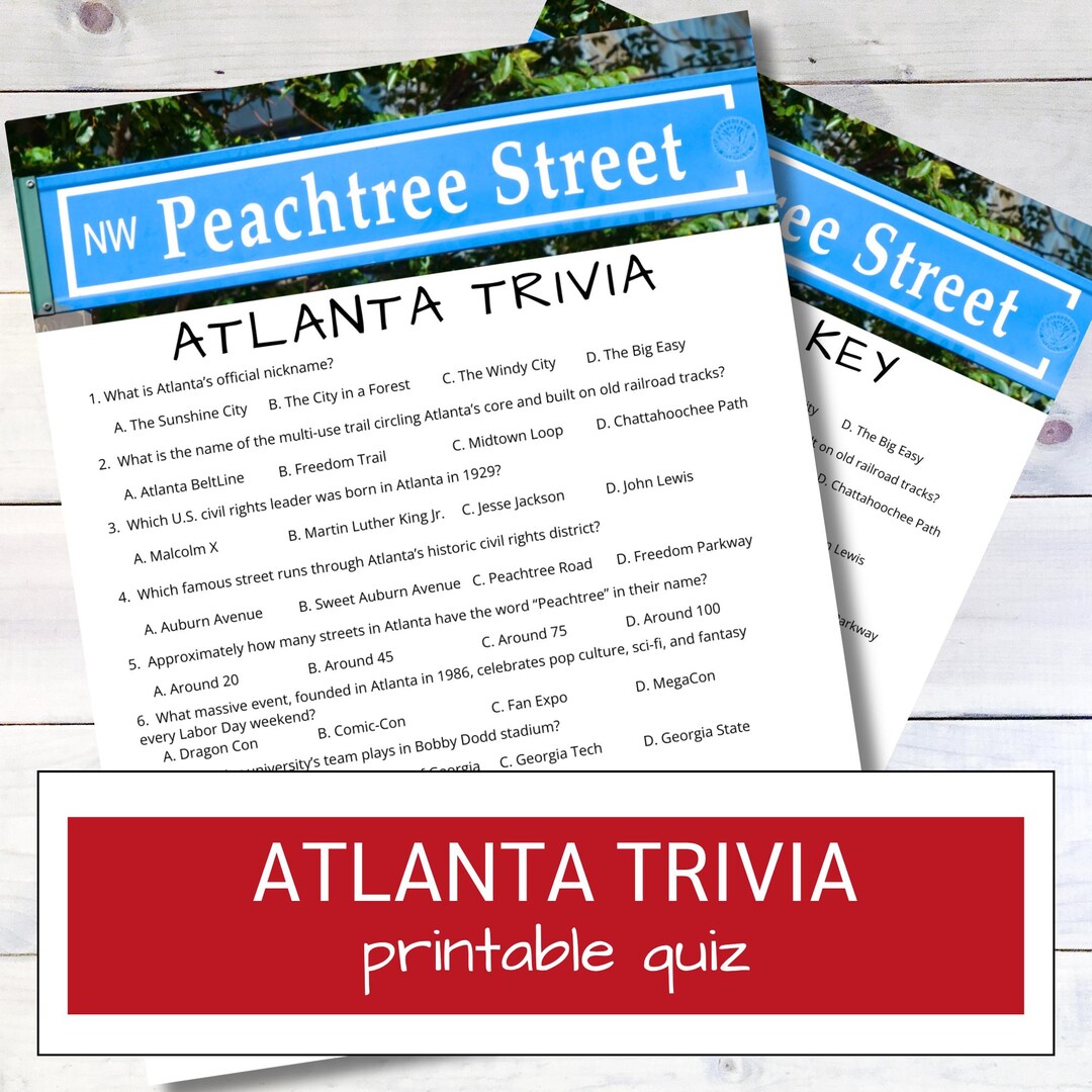 Atlanta Georgia Trivia Game: ATL Fun Facts Quiz Questions and Answers ...