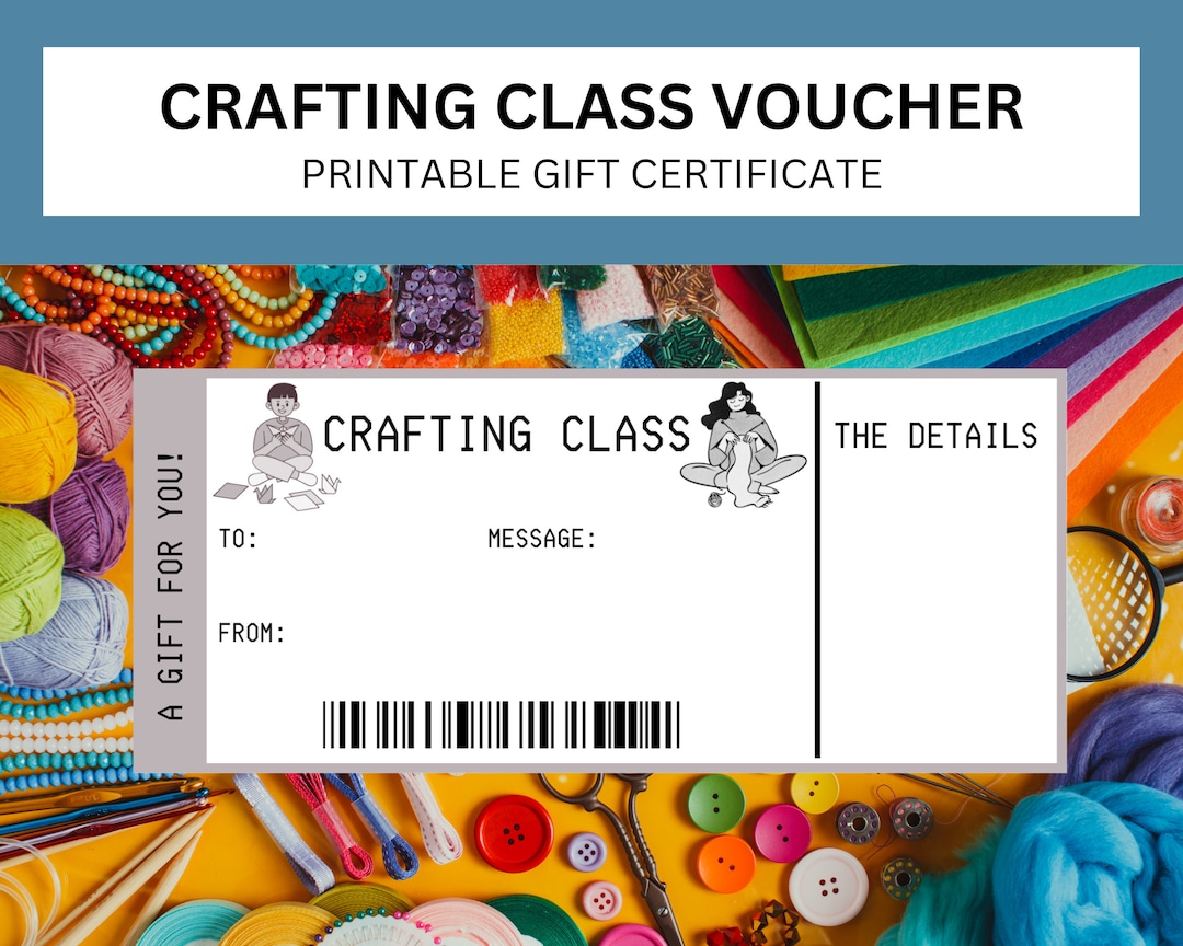 Crafting Class Gift Voucher | Crafter Gift Ideas | Printable Craft ...