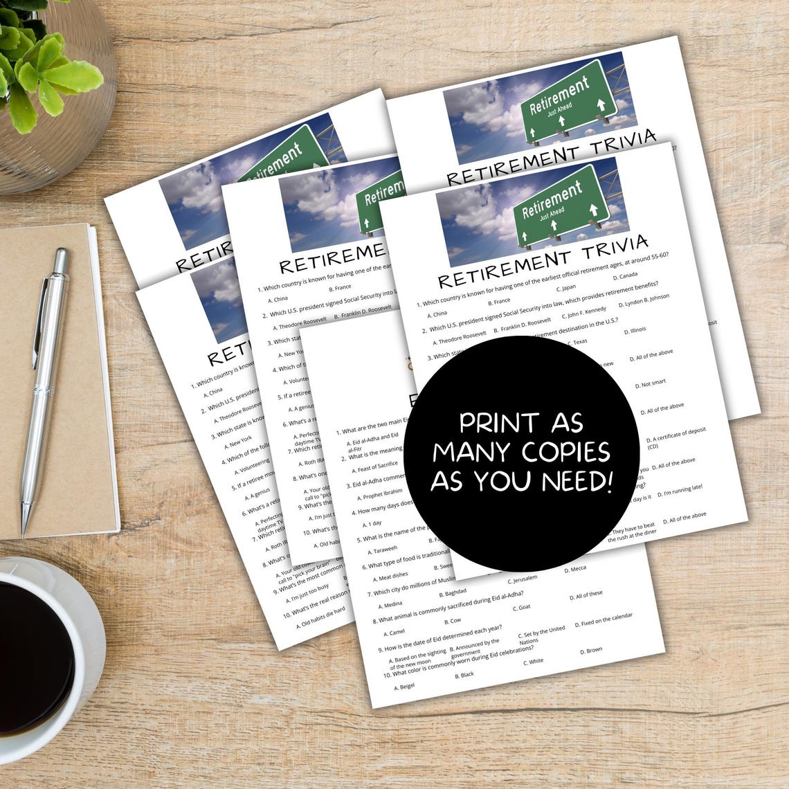 Retirement Trivia Game: Printable Office Party Quiz (PDF) - Etsy