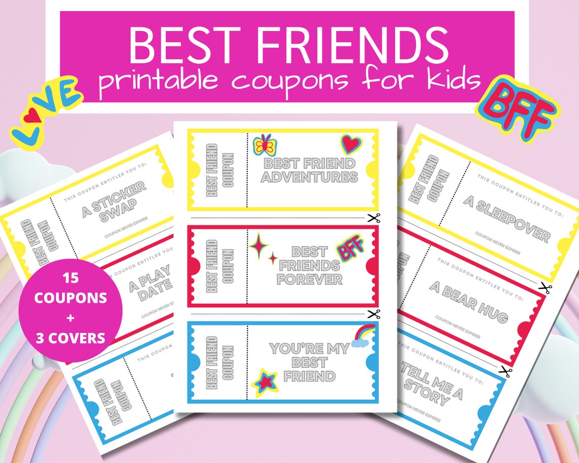Best Friend Coupon Book | Kids Friendship Coupons | Gift Vouchers for ...