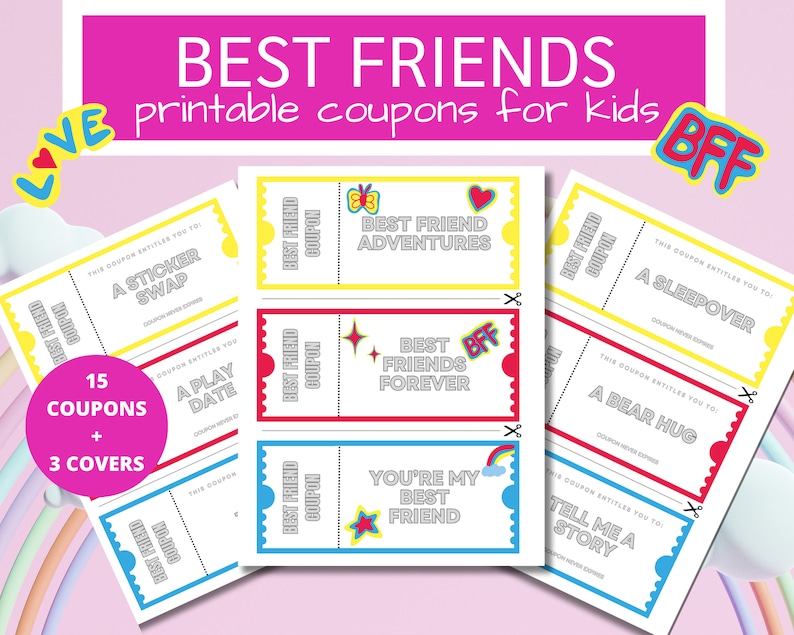 Best Friend Coupon Book | Kids Friendship Coupons | Gift Vouchers for ...