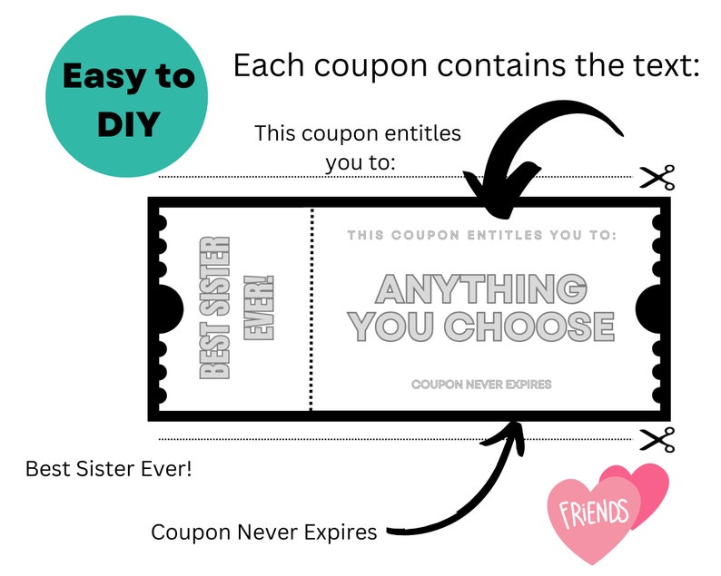 Sister Coupon Book | Best Sister Ever Birthday Voucher | Gift for ...