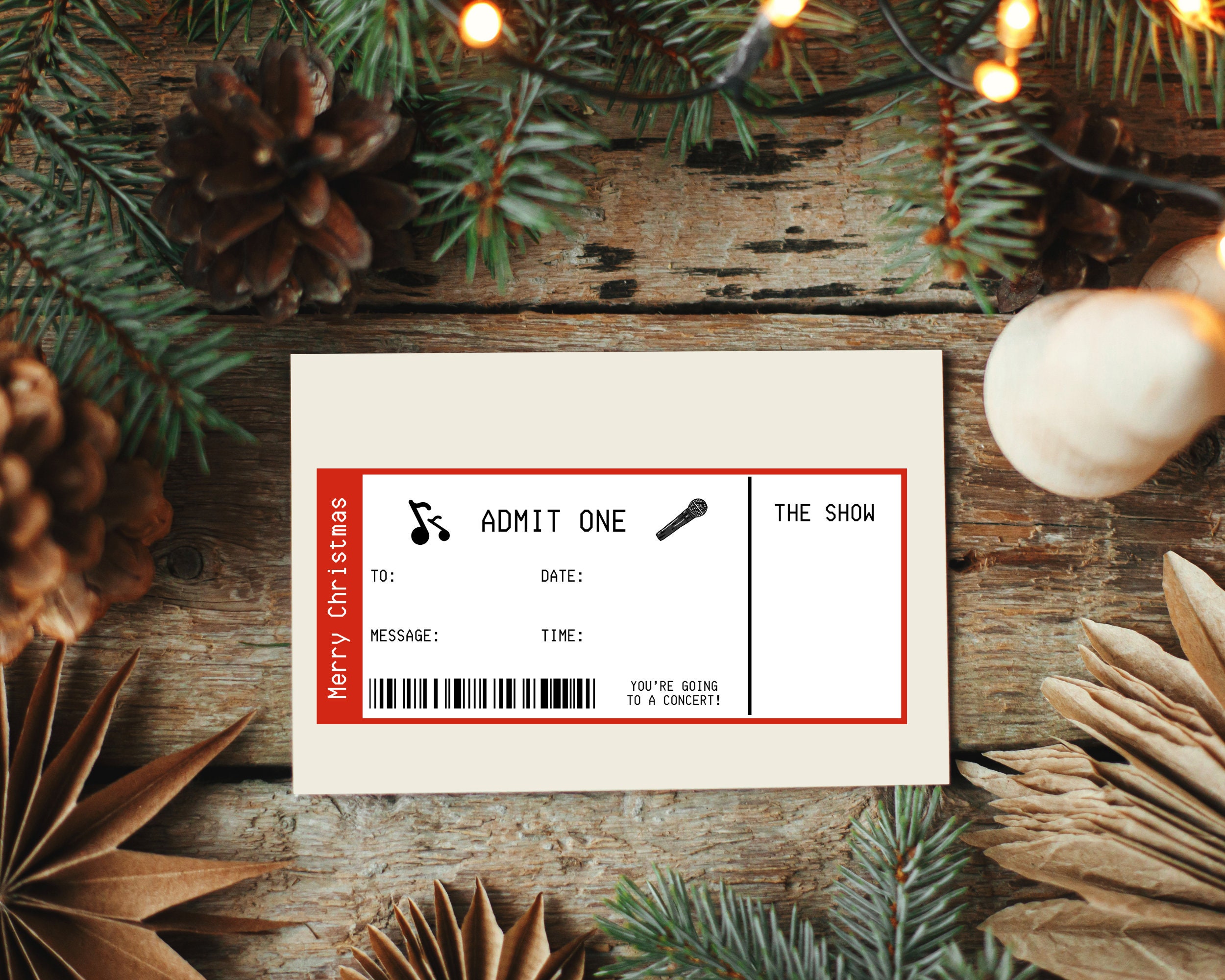 Editable Christmas Concert Ticket Canva Template Merry Christmas ...