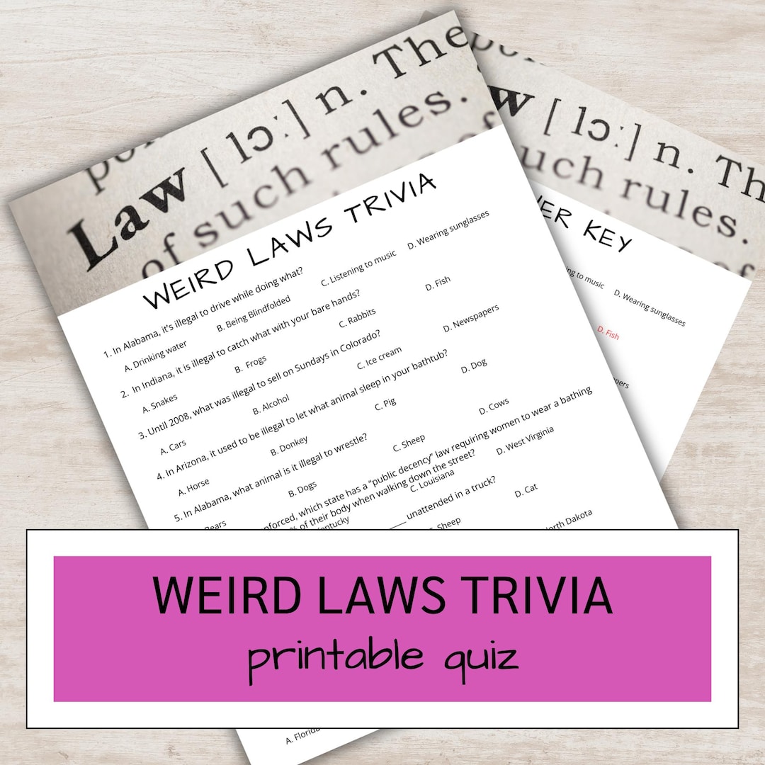 Weird Laws Printable Quiz | Legal Trivia Game | Educational Classroom ...