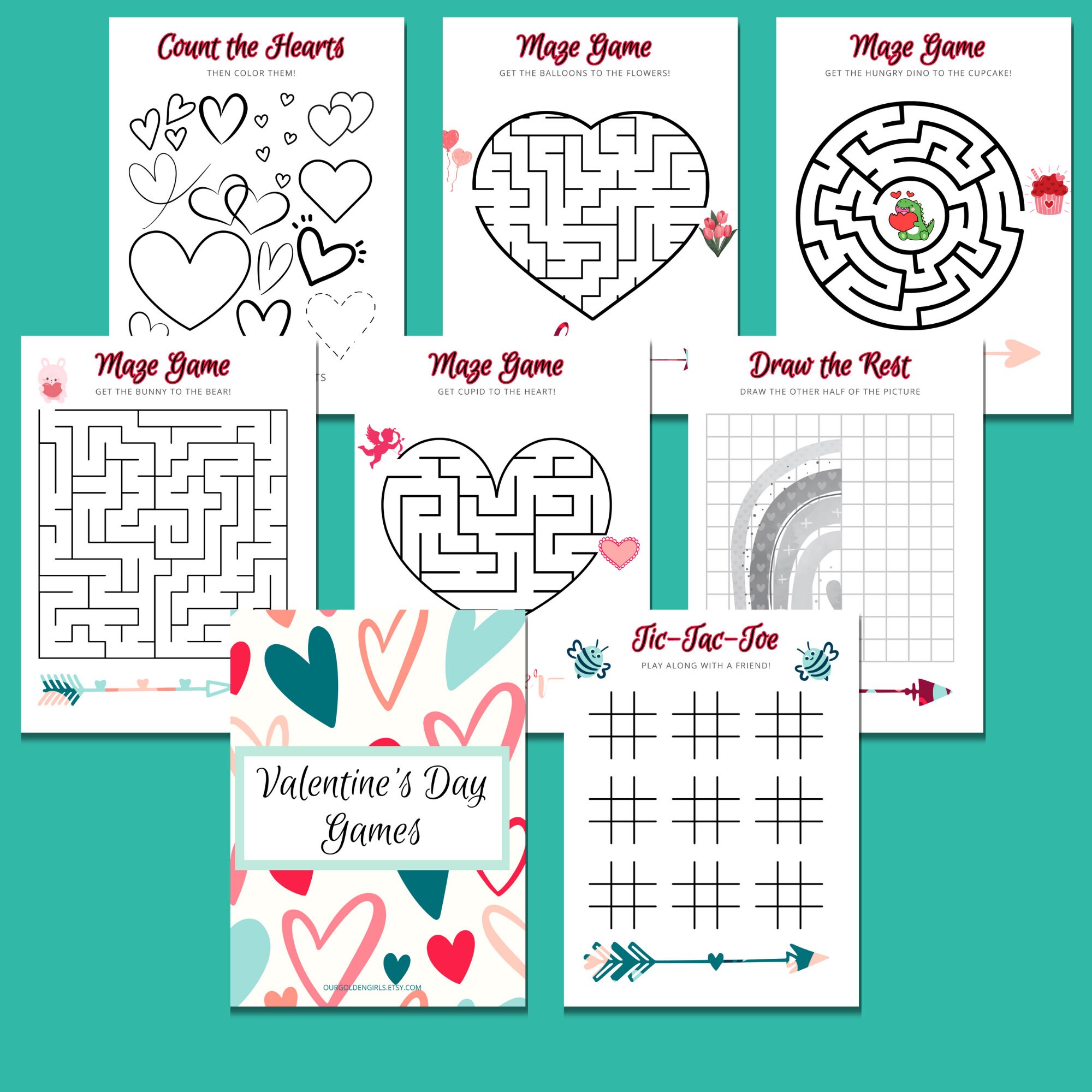16 Printable Valentines Day Game Bundle Valentines Party Games Set for ...