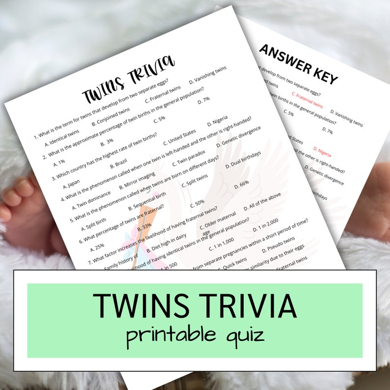Twins Trivia Baby Shower Game | Baby Trivia Game Download | Twin Babies ...