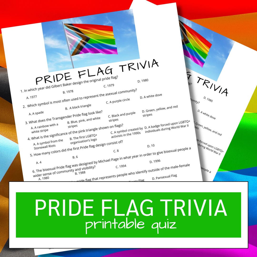 Pride Flag Trivia Quiz: LGBTQIA+ Printable Game (PDF) - Etsy