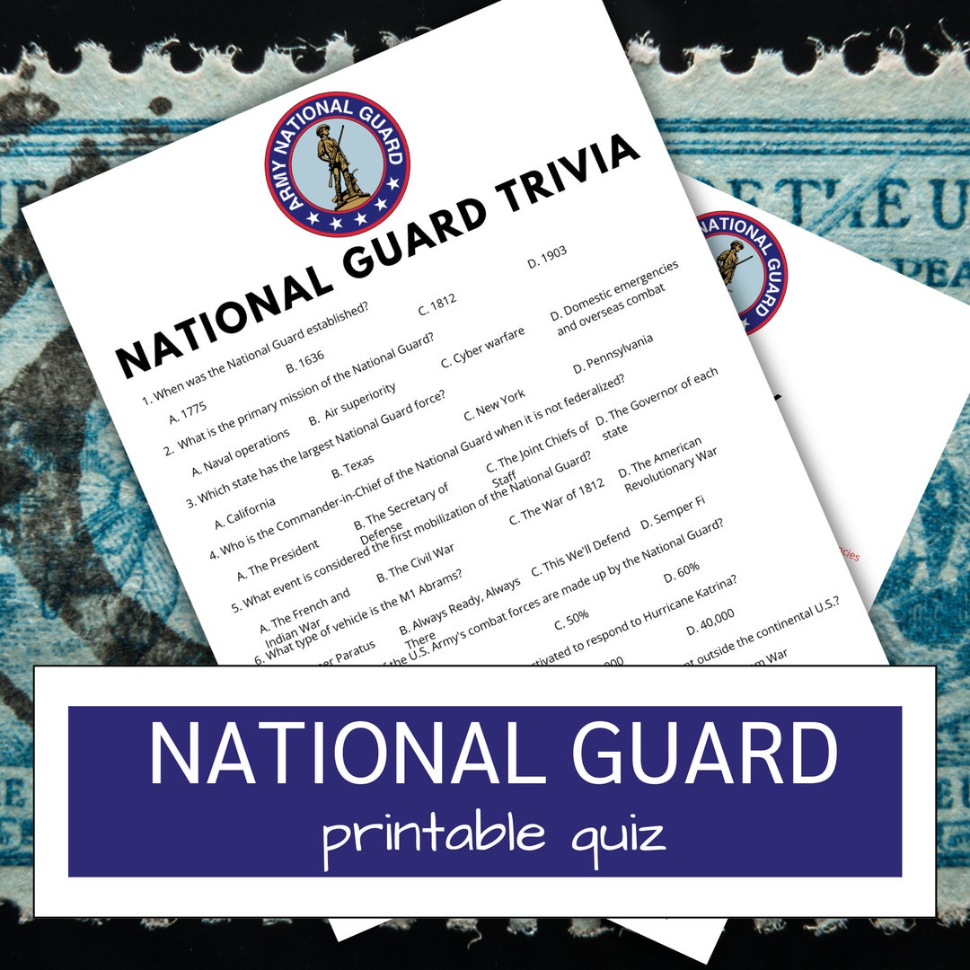 National Guard Trivia Quiz: Printable Military Game (PDF) - Etsy